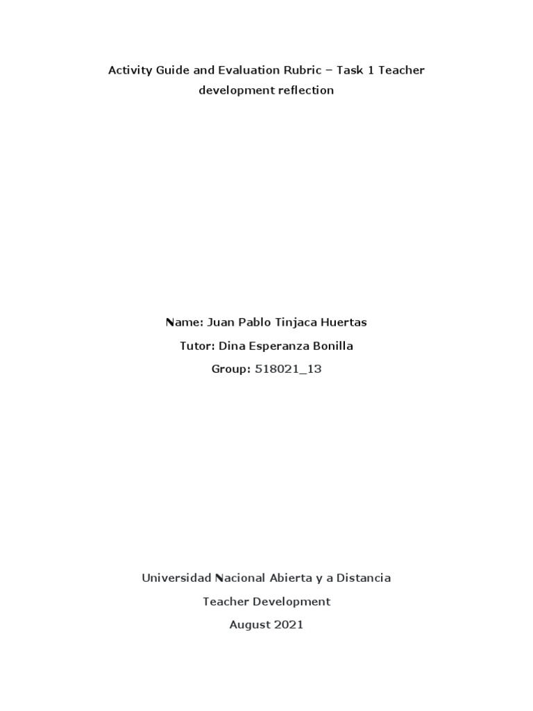 Teacher Development Task 1 | PDF | Teachers | Learning