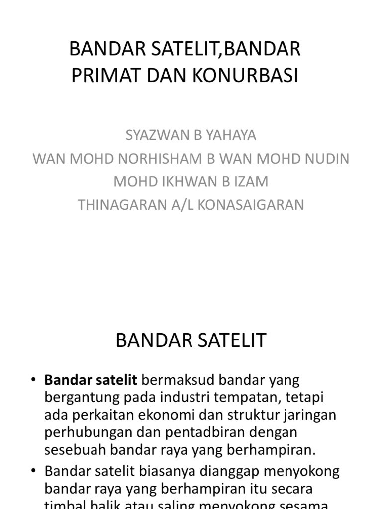 Bandar Satelit, Bandar Primat Dan Konurbasi | PDF