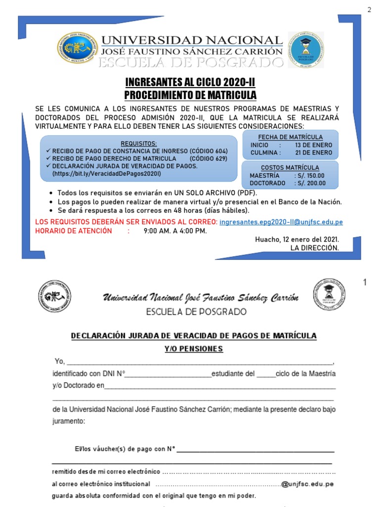 Proceso de Matricula 2020-2-EPG | PDF