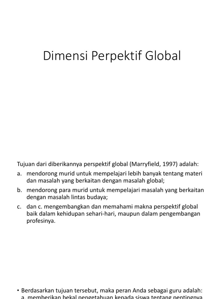 Manfaat dan Dimensi Perspektif Global | PDF