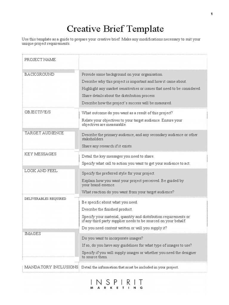 Creative Brief Template 36 | PDF | Target Audience | Brand