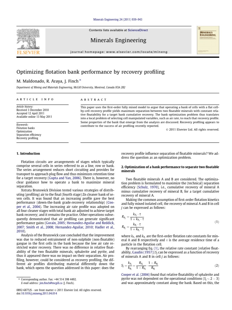 Optimizing Flotation Bank Performance by Recovery Profiling | PDF | Mathematical Optimization ...