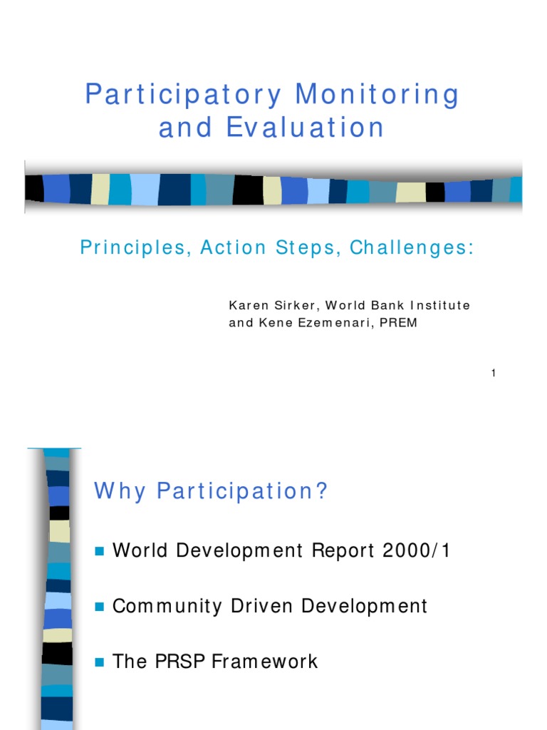 Participatory Monitoring and Evaluation Principles Action Steps ...