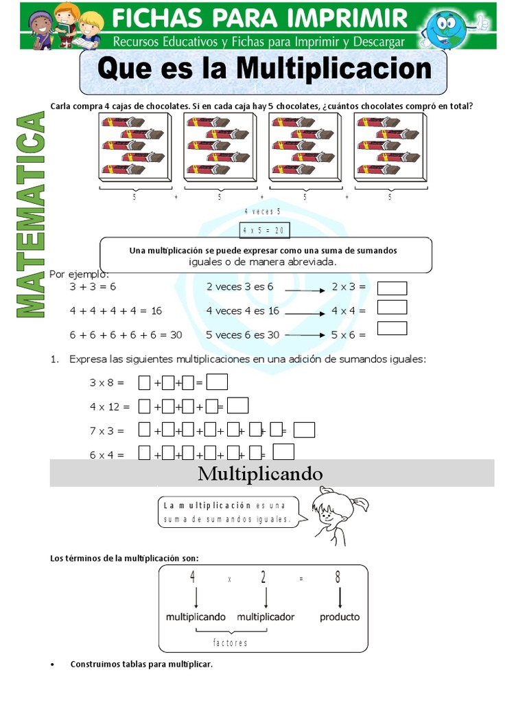 Multiplicación y Sumas Iguales para Niños | PDF | Multiplicación ...