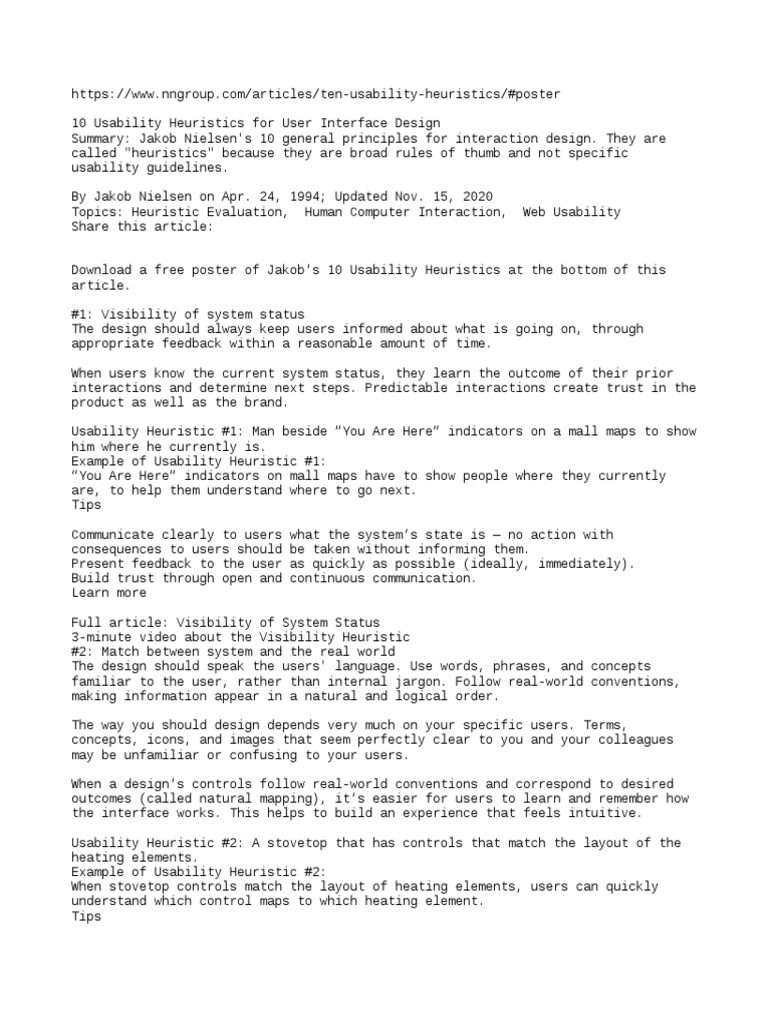 10 Usability Heuristics For User Interface Design | PDF | Usability ...