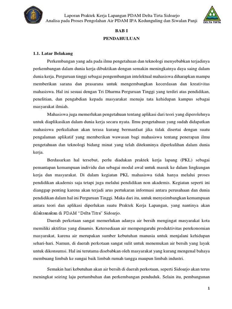 Apprenticeship Report PDAM Sidoarjo | PDF