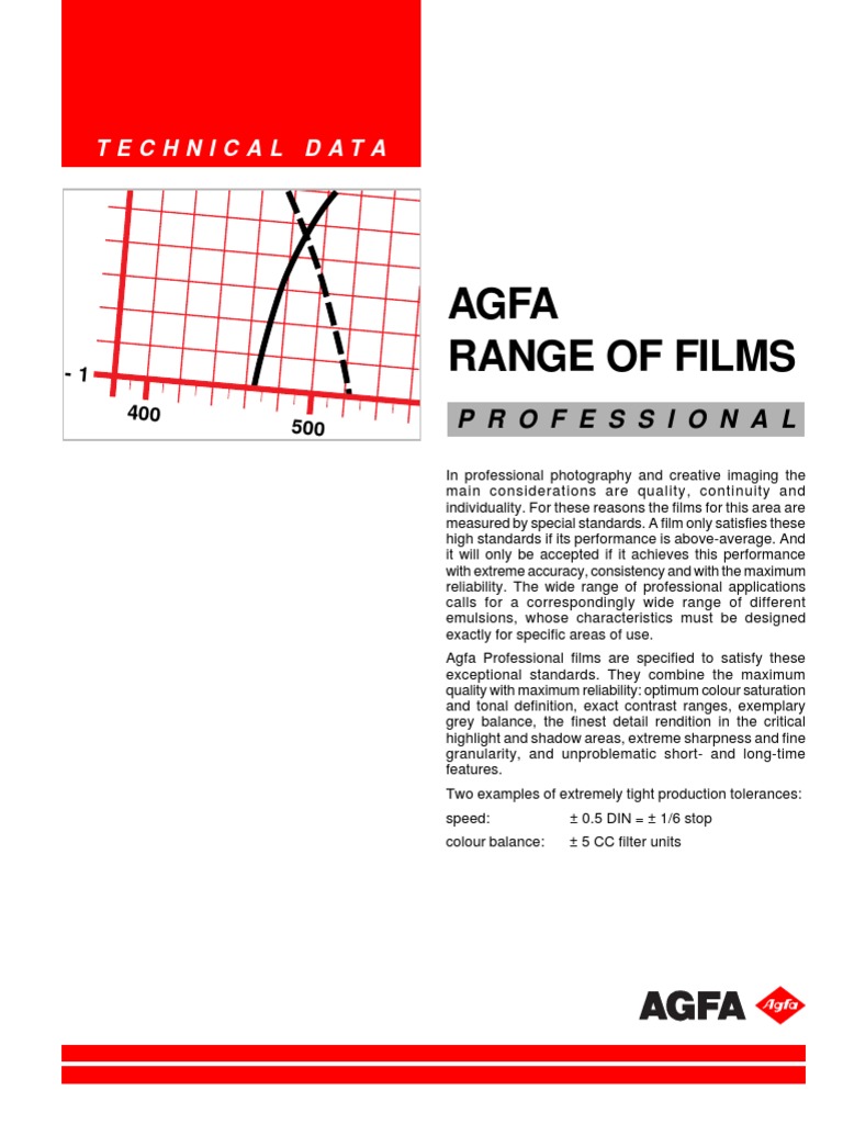Agfa Range of Films: Technical Data | PDF | Color | Film Speed