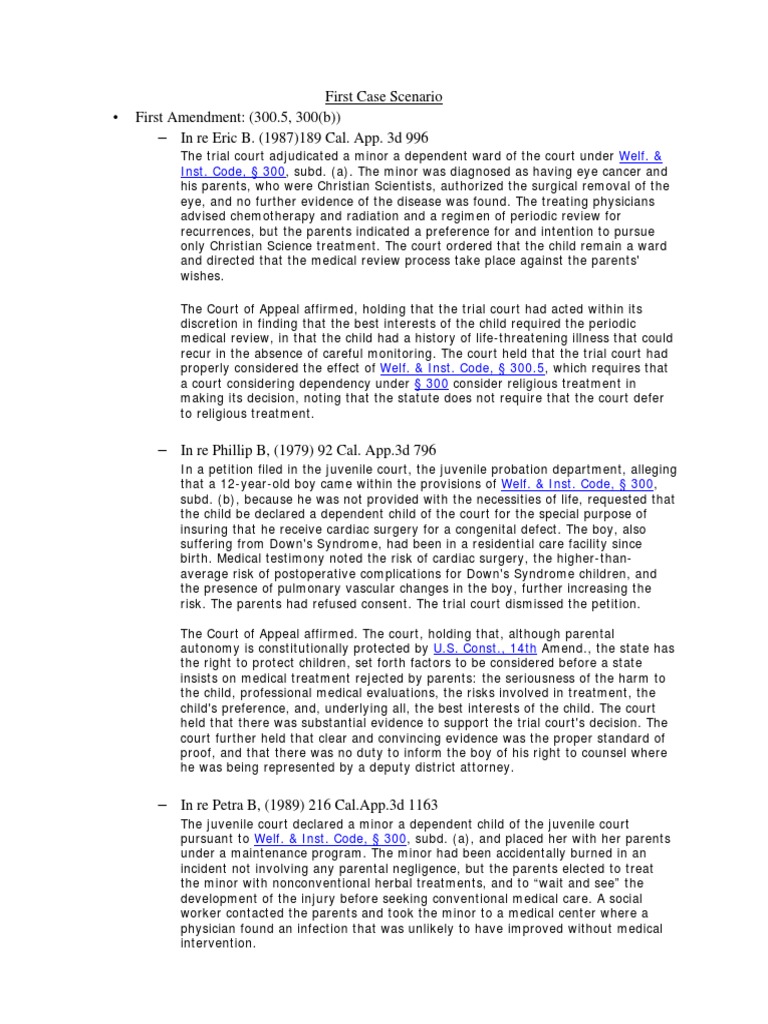 First Case Scenario - First Amendment: (300.5, 300 (B) ) - in Re Eric B ...