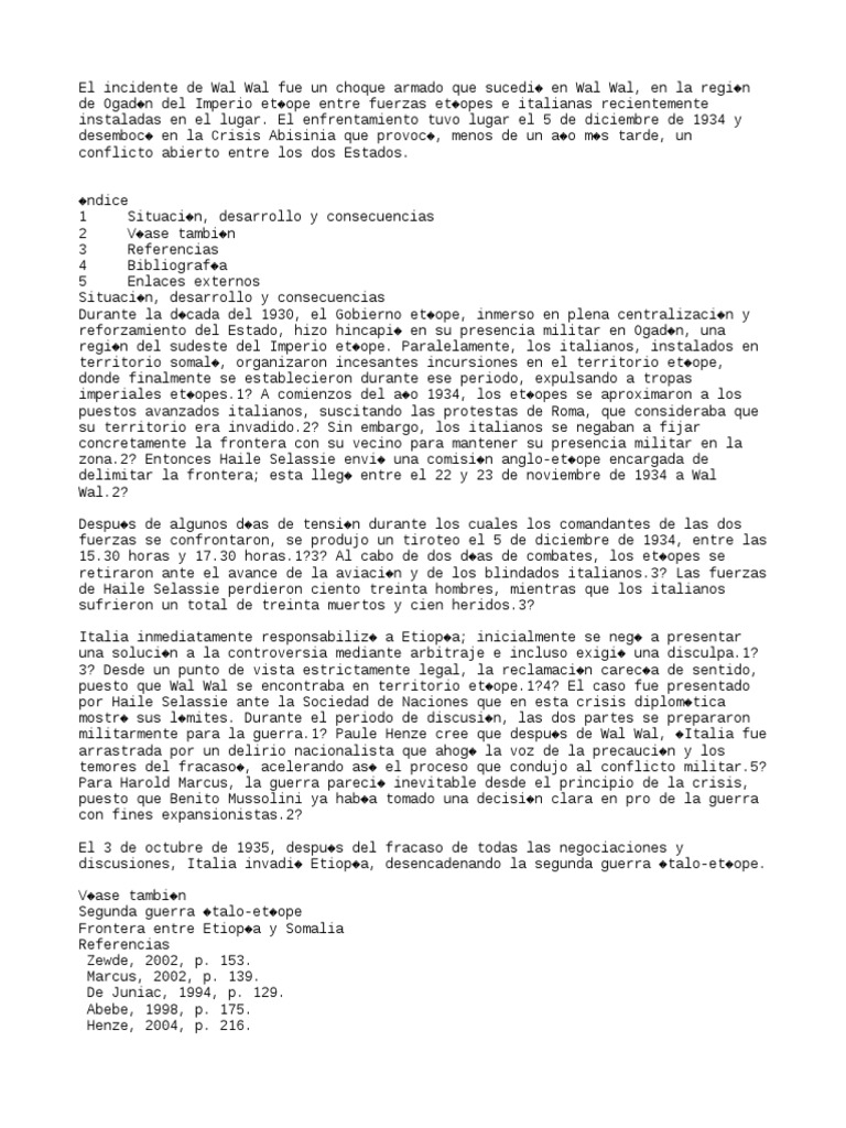 Incidente de Wal Wal | Descargar gratis PDF | Conflictos del segundo ...