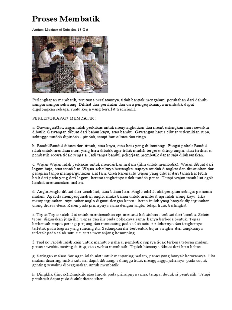 Proses Membatik | PDF | Gaya Hidup