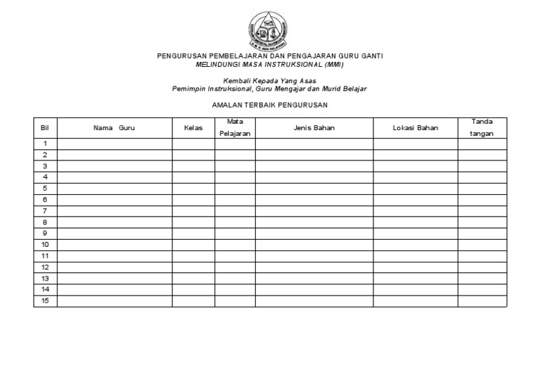 Borang Rekod Bahan MMI | PDF