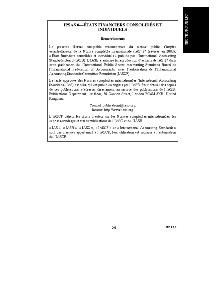 Ipsas 6 Etats Financiers | PDF | Normes internationales d'information financière | Comptabilité