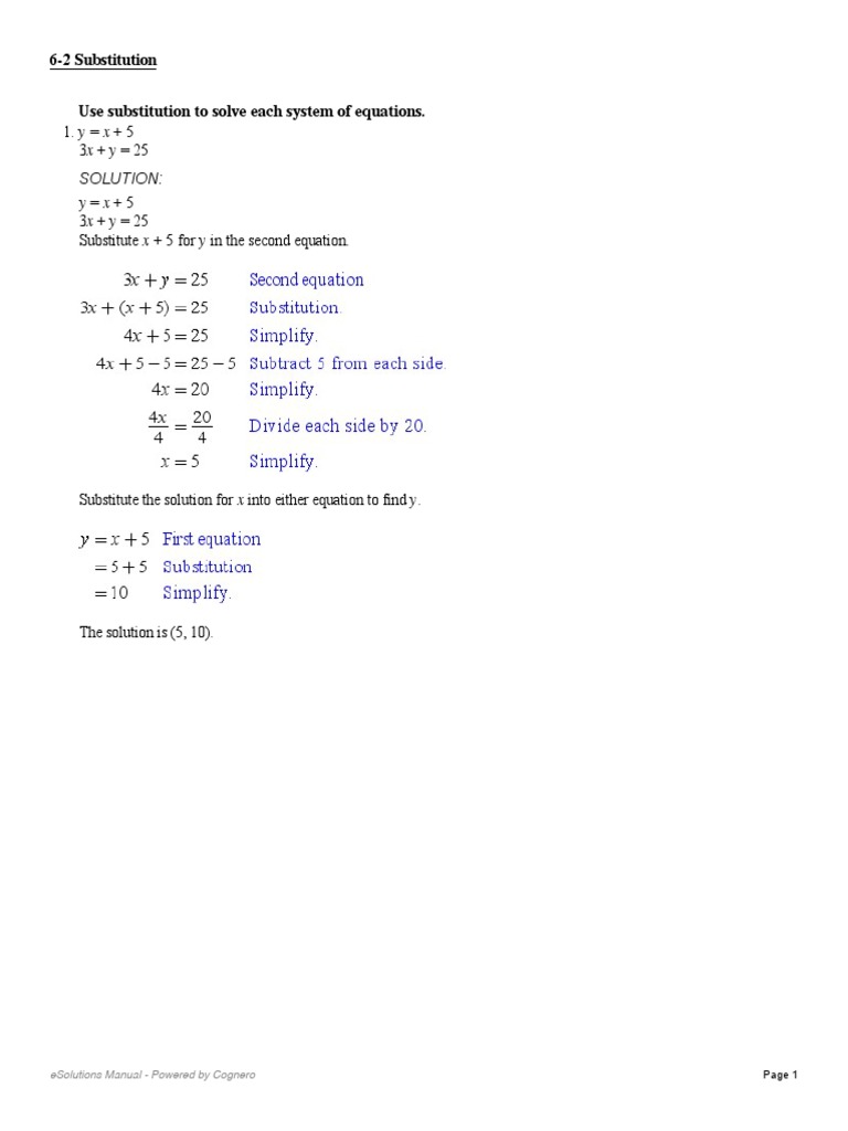 A1 C6 L2 Solution Key Worked Out | PDF | Equations | Elementary Mathematics