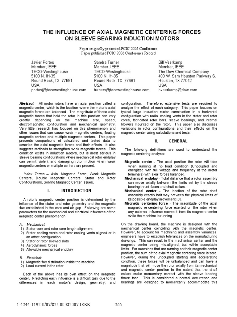 The Influence of Axial Magnetic Centering Forces On Sleeve Bearing ...