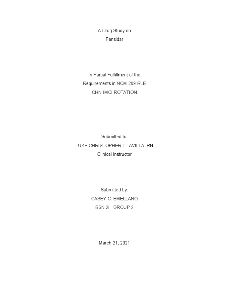 A Drug Study On Fansidar | PDF | Malaria | Drugs