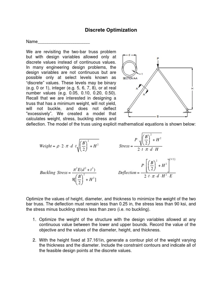 Discrete Two Bar Example | PDF | Mathematical Optimization | Buckling