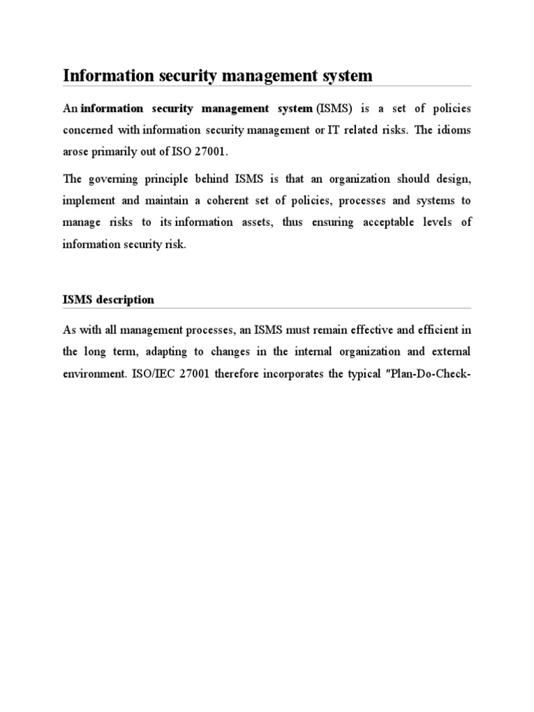 Information Security Management System | PDF | Information Security | Risk