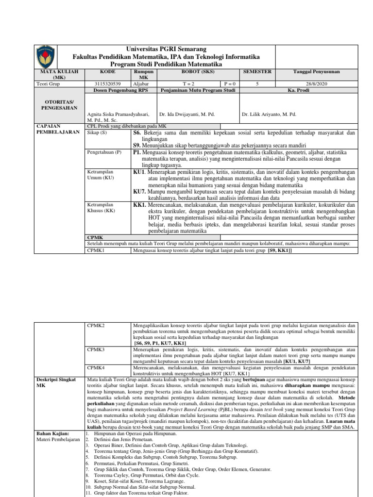 RPS Teori Grup 2020 | PDF