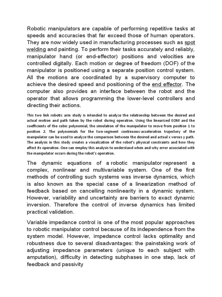 Robotic Manipulators | PDF | Robotics | Control Theory