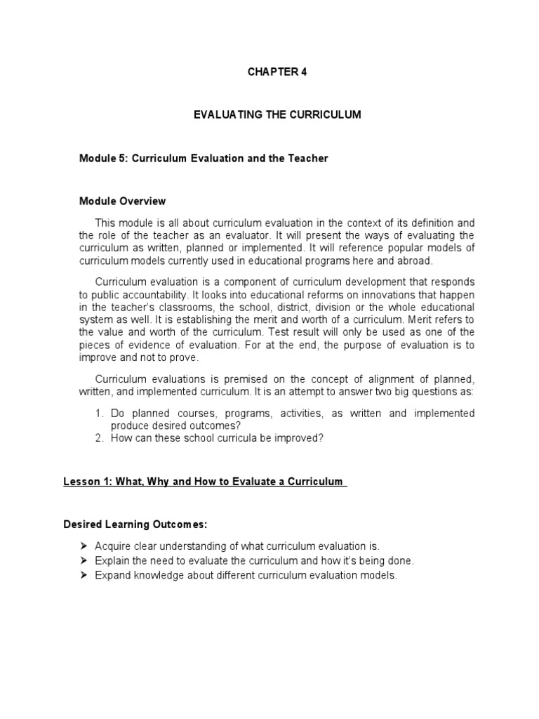Chapter 4 (Module 5 - Lessons 1-3) | PDF | Curriculum | Educational ...