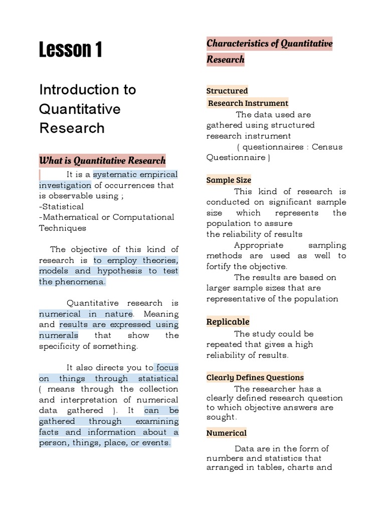 Understanding the Fundamentals of Quantitative Research ...