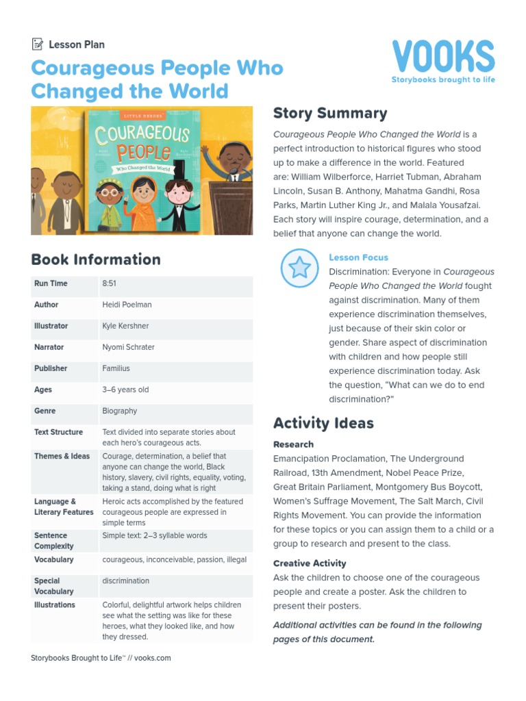 Courageous People Who Changed The World: Story Summary | PDF | Slavery ...