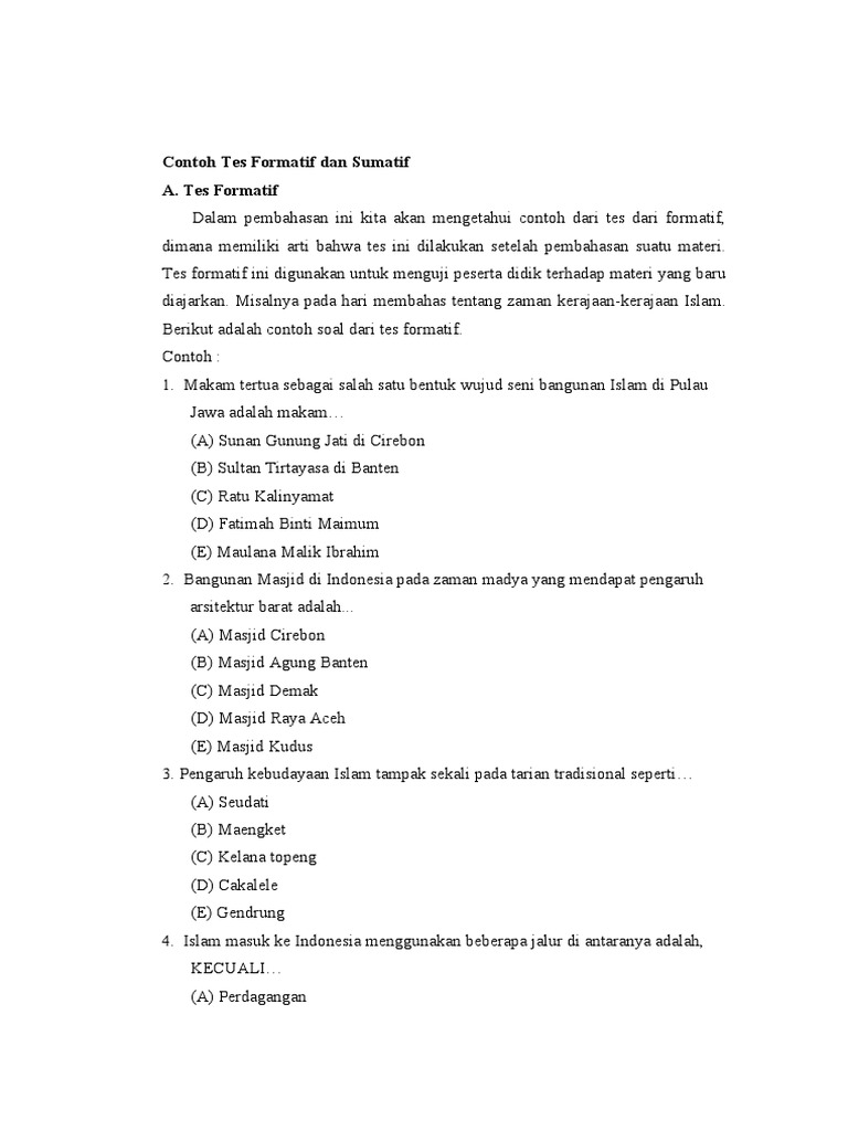 Contoh Tes Formatif Dan Sumatif Kel 1 | PDF