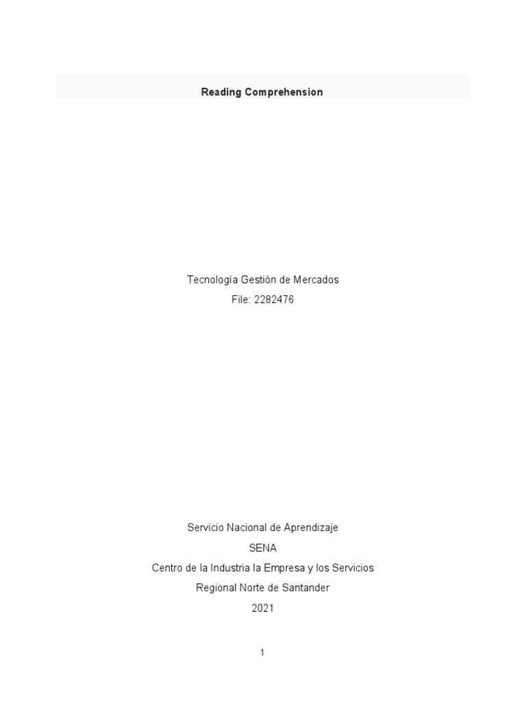 Reading Comprehension: Tecnología Gestión de Mercados File: 2282476 ...