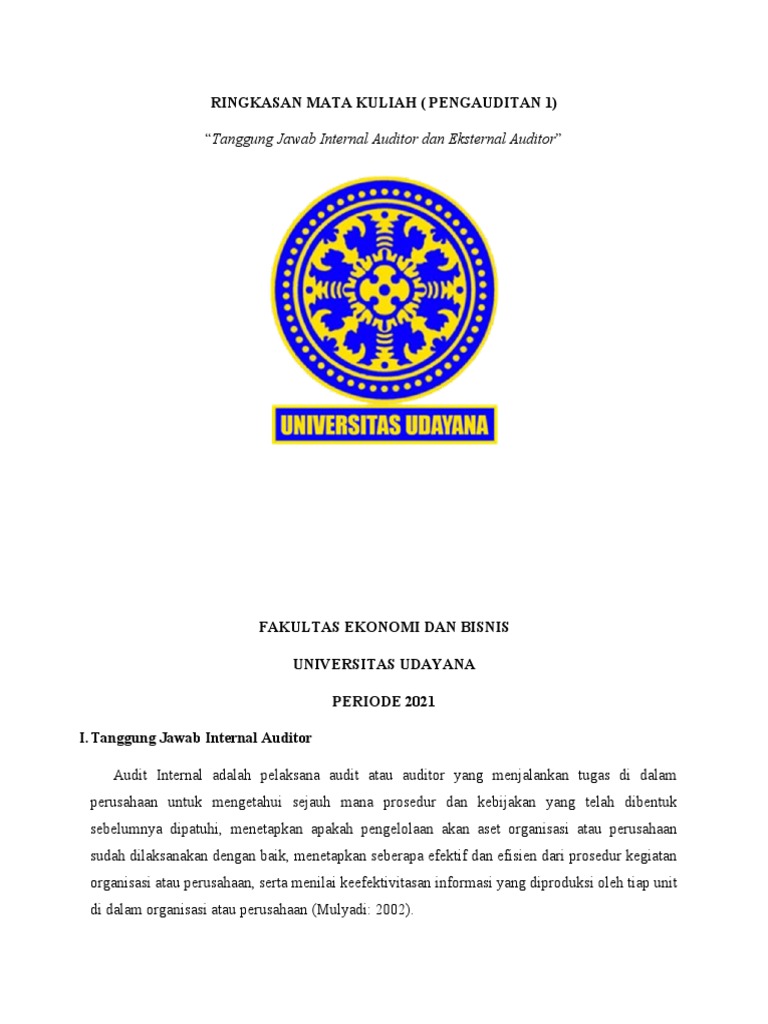 Ringkasan Mata Kuliah (Pengauditan 1) | PDF