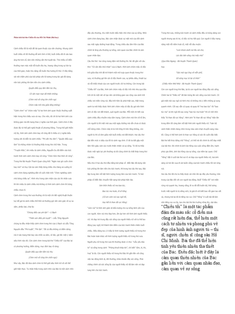 (123doc) - Phan-Tich-Bai-Tho-Chieu-Toi-Cua-Ho-Chi-Minh | PDF