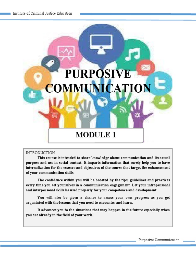 Purposive Communication: Institute of Criminal Justice Education | PDF ...
