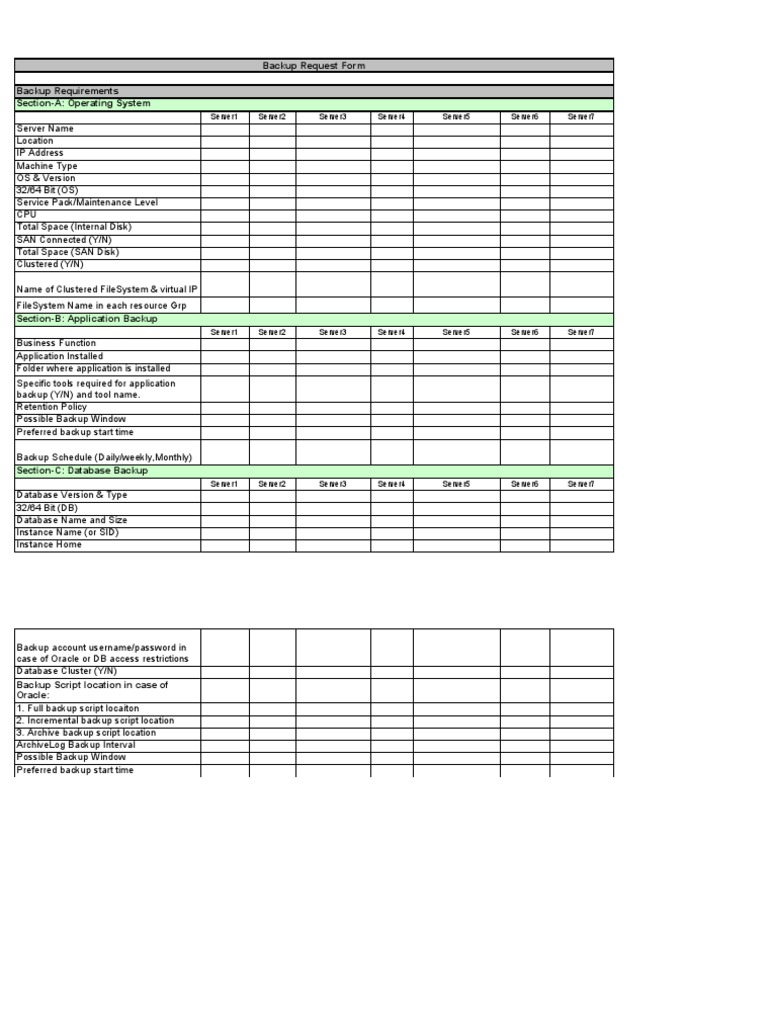 Backup Request Form Backup Requirements Section-A: Operating System | PDF