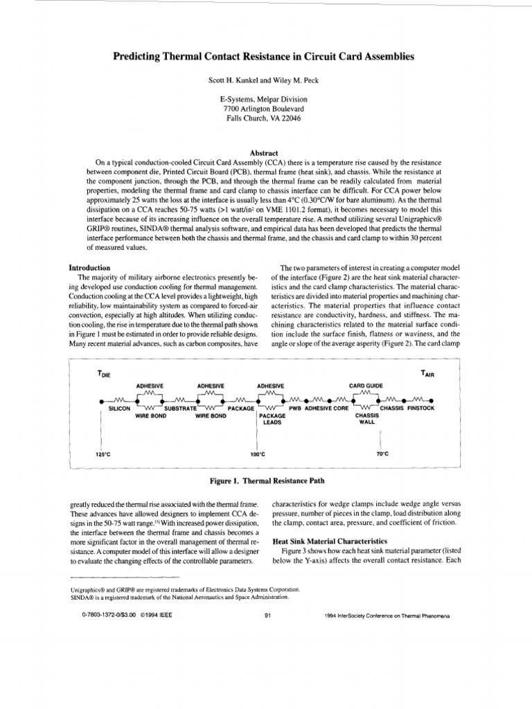 Predicting Thermal Contact Resistance in Circuit Card Assemblies | PDF ...