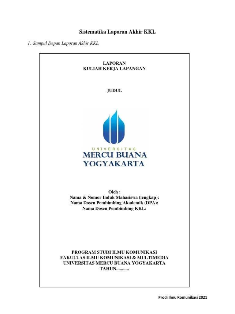 Template Laporan KKL 1 | PDF