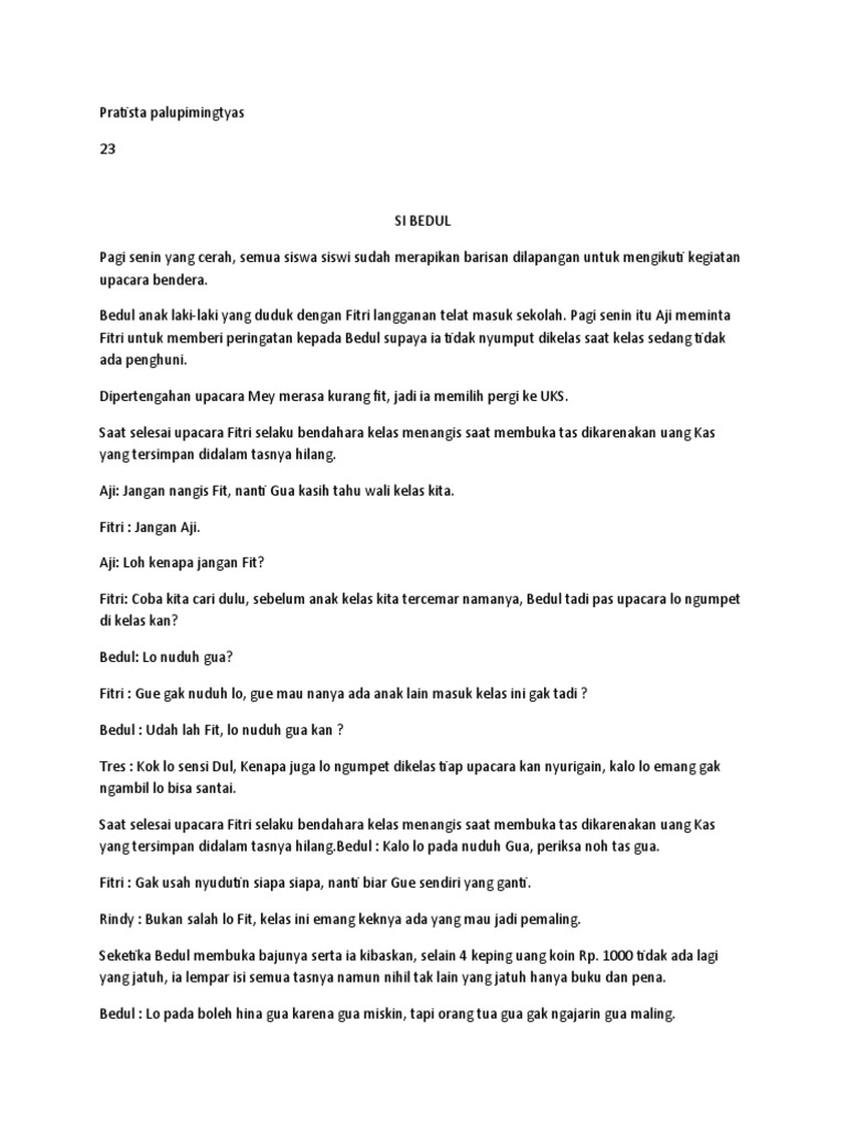 Drama Si Bedul: Tuduhan Tanpa Bukti | PDF