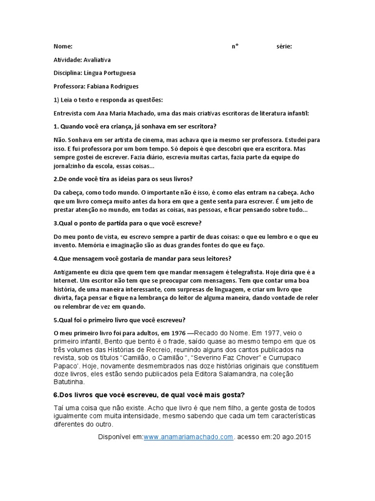 Texto de Entrevista | PDF | Livros