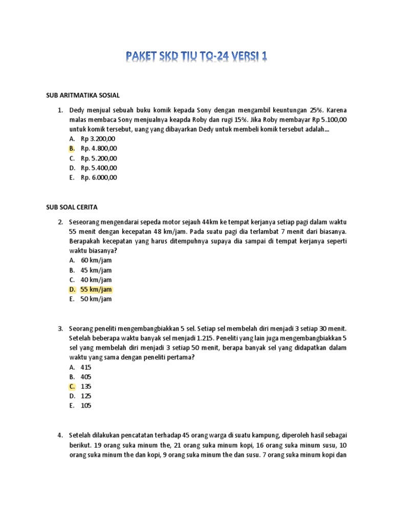 Paket SKD Tiu To-24 Versi 1 | PDF | Metode & Bahan Ajar | Griya & Taman