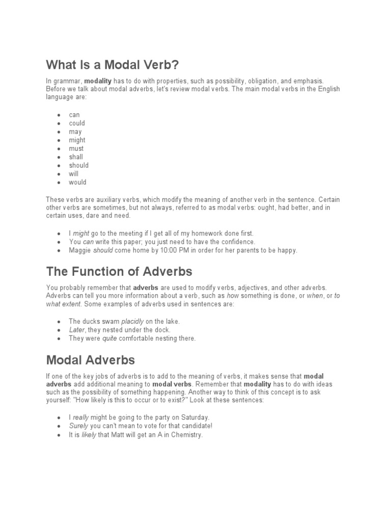 What Is A Modal Verb | Download Free PDF | Grammar | Linguistic Morphology