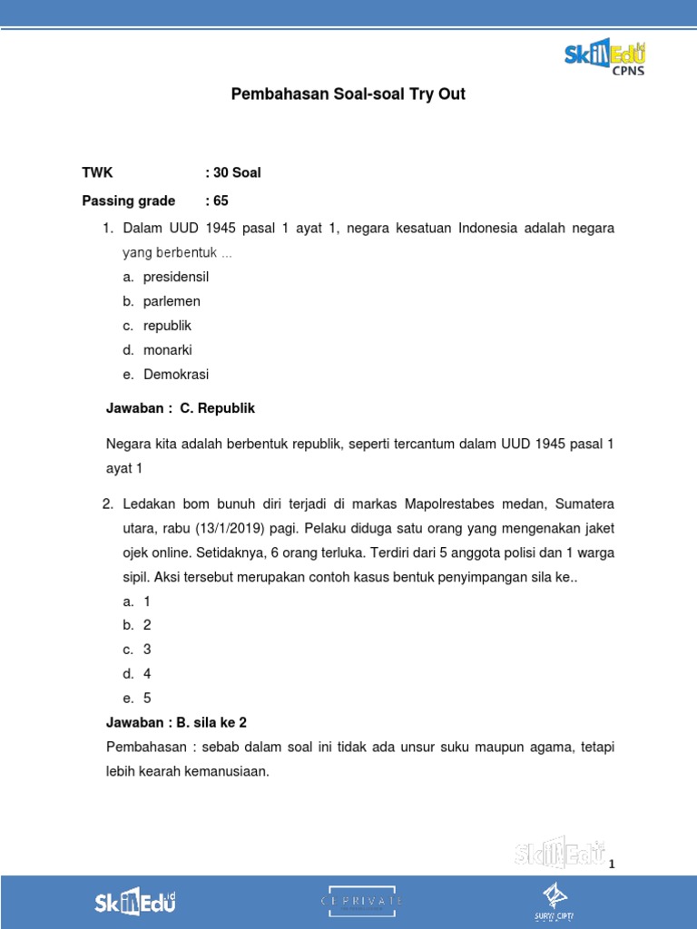 Pembahasan Tryout Prediksi SKD | PDF