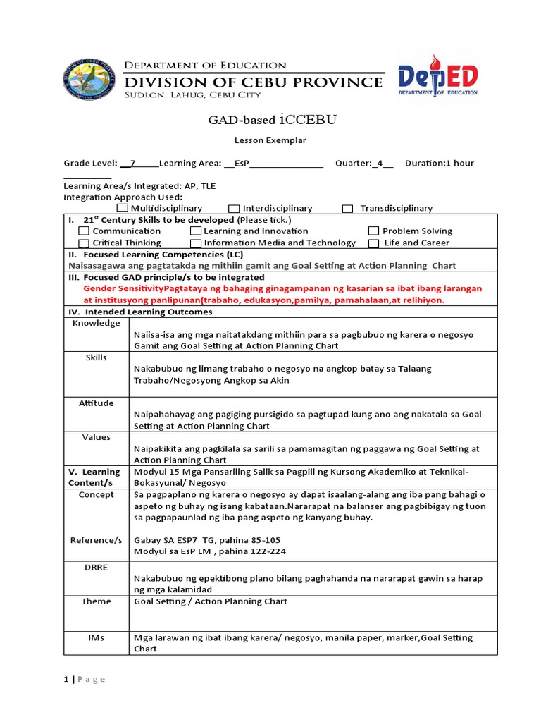 Lesson Exemplar EsP 7 (Mrs. Avelina G. Senoy) | PDF