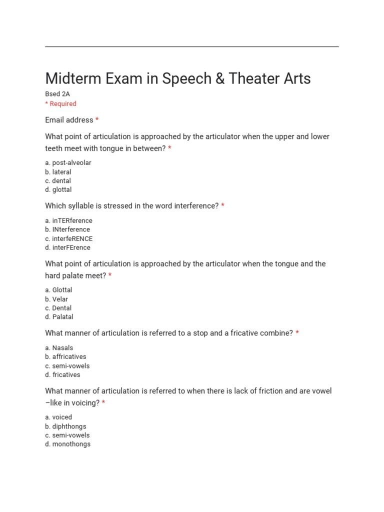 Midterm Exam in Speech | PDF | Speech | Syllable