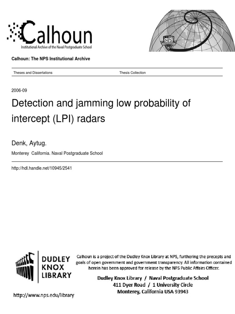 Detection and Jamming Low Probability of Intercept (LPI) Radars | PDF | Radar | Modulation