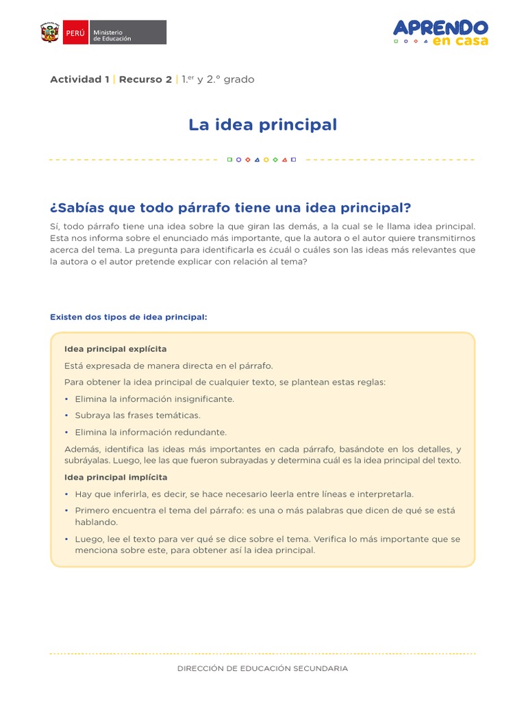 Actividad 1 - Anexo - Idea Principal - Exp. 6 | PDF | Información ...