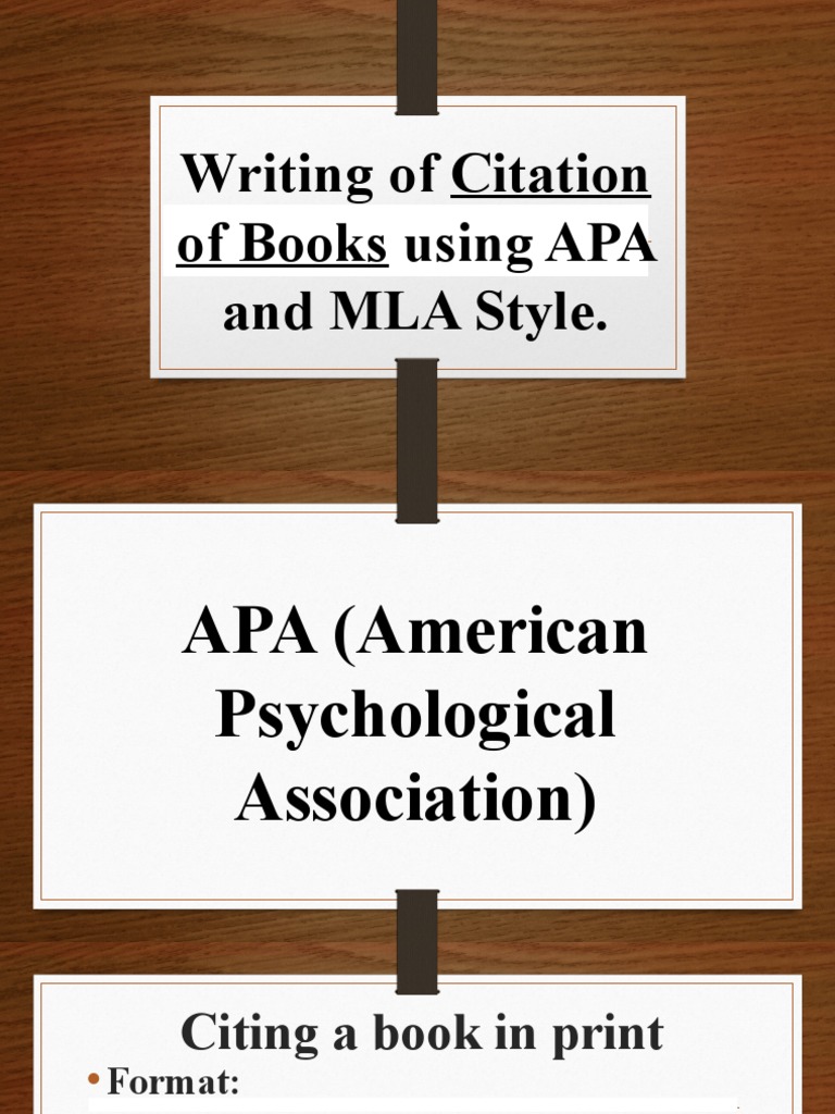 Citing Books in APA and MLA Styles: A Guide to the Proper Formatting of ...