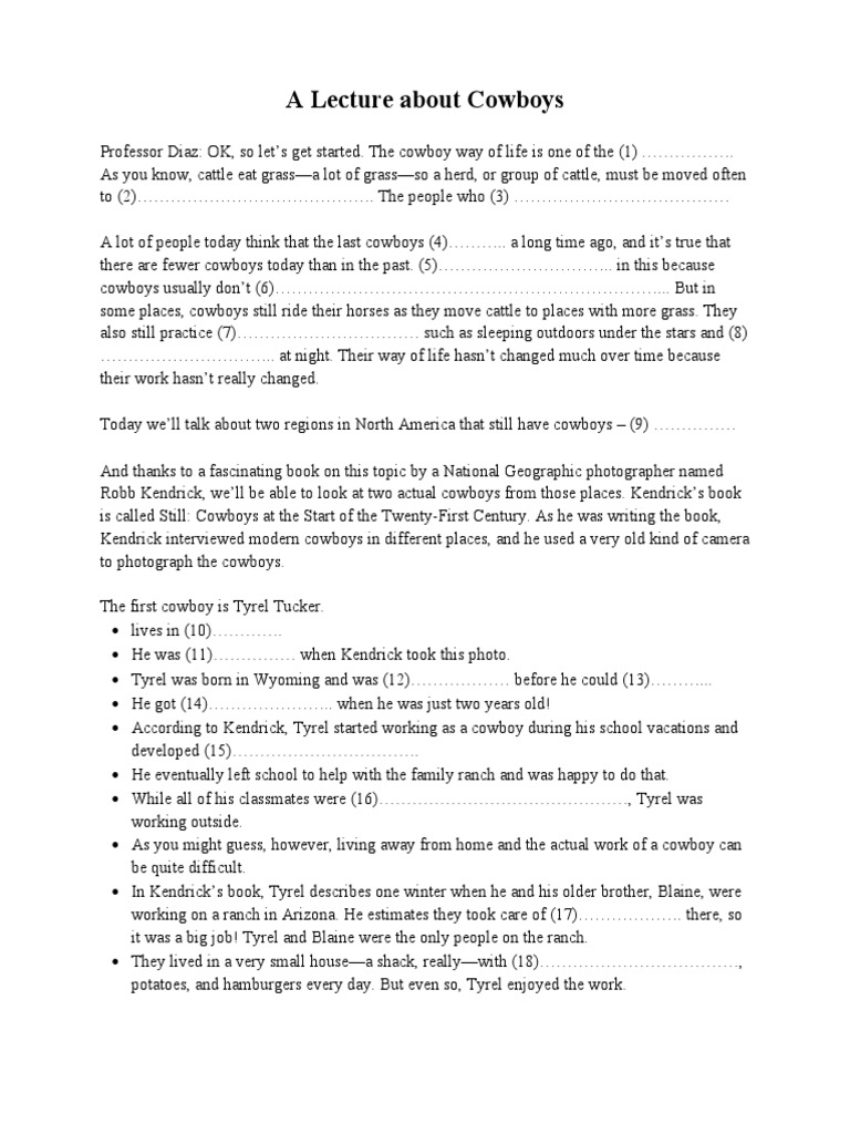 U3 A Lecture About Cowboys | PDF | Cowboys | Equestrianism