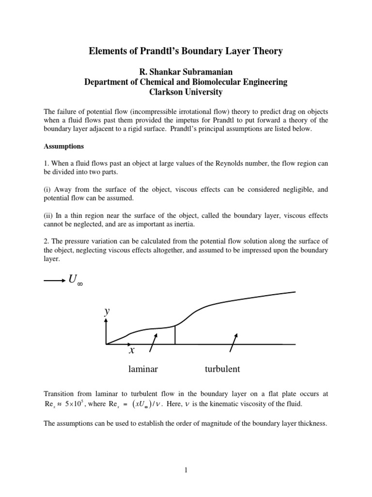Prandtl's Boundary Layer Theory | Download Free PDF | Boundary Layer ...