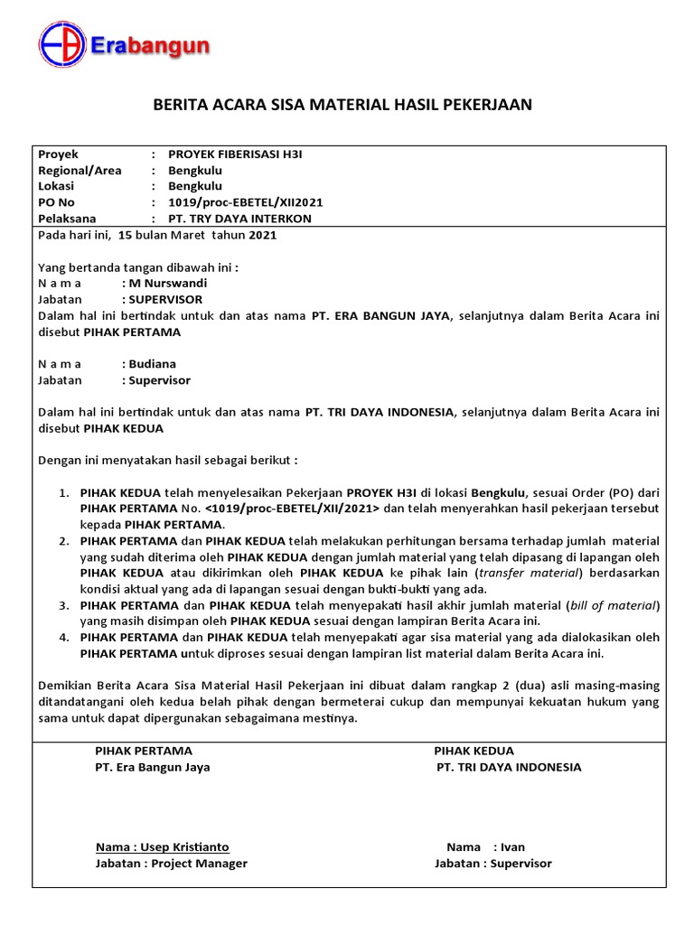 Form BA Sisa Material | PDF