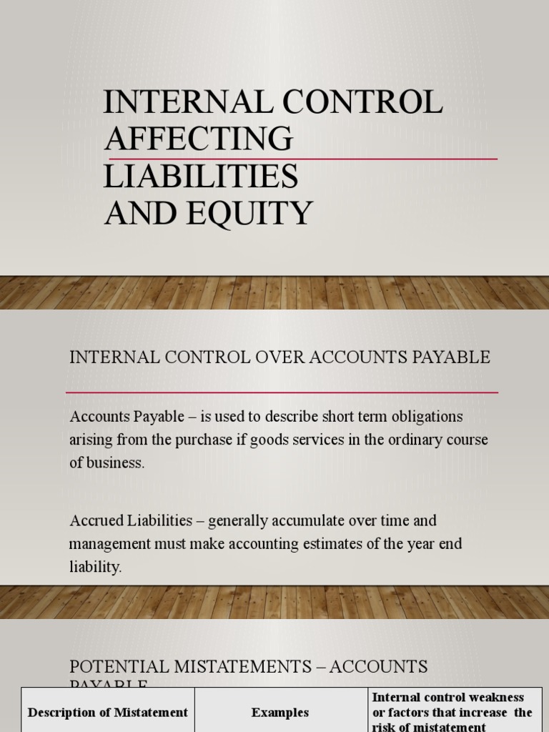 Internal Control Affecting Liabilities and Equity | PDF | Accounts Payable | Stocks
