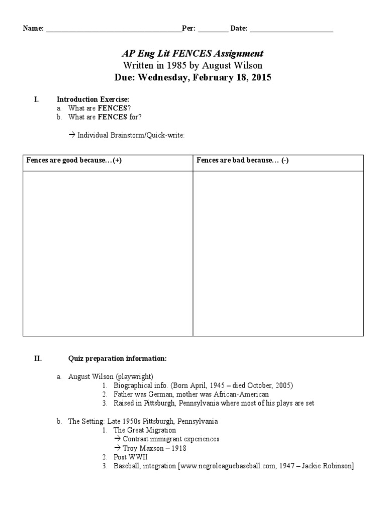 Fences as Barriers and Boundaries: An Assignment Analyzing Fences in ...