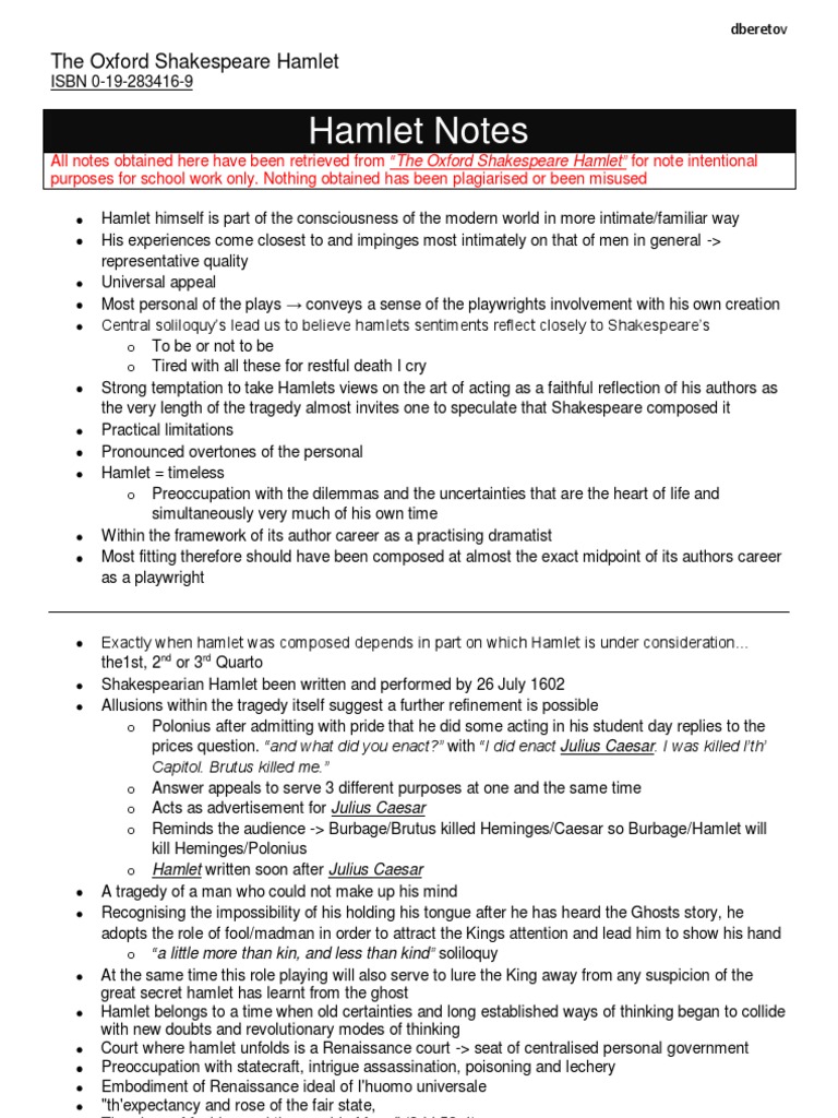 The Oxford Shakespeare Notes | PDF | Hamlet | William Shakespeare